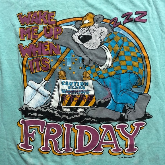 Vintage | Shirts | Vintage 8s Sun Sportswear Wake Me Up When Its Friday ...